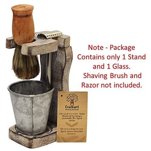 Wood Shaving Brush Razor Stand with Galvanized Soap Bowl - Handmade ...