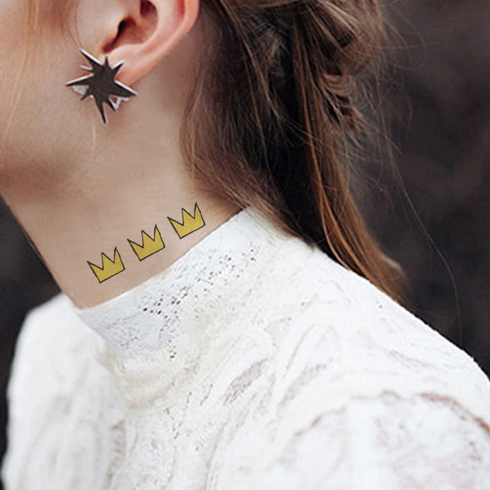 Oottati Small Cute Yellow Crown Ankle Temporary Tattoo Set (2-Pack ...