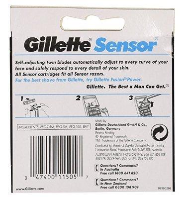 Gillette Mens Sensor Cartridges 10 Count - Triple Pack - Long-lasting ...