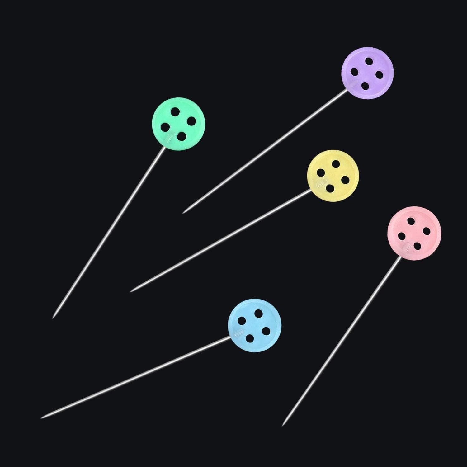 200 PCS Flat Head Sewing Pins for Fabric Quilting - Assorted Colored ...