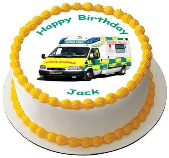 AMBULANCE EMERGENCY MEDICAL VEHICLE 7.5 PREMIUM Edible ICING Cake ...