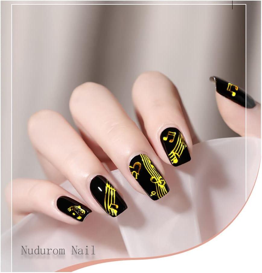 Musical Instrument Theme Nail Art Stickers - 12 Sheets Gold Music Notes ...