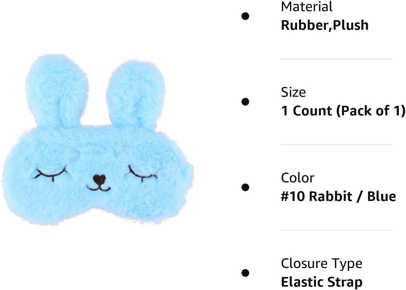 ULIFEMALL Cute 10 Rabbit Blue Sleeping Mask - Soft Fluffy Plush Bunny ...