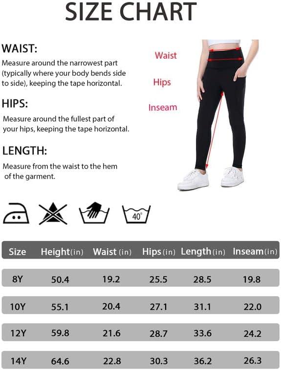 Girl's Black Athletic Leggings with Pockets - Compression Dance Tights ...