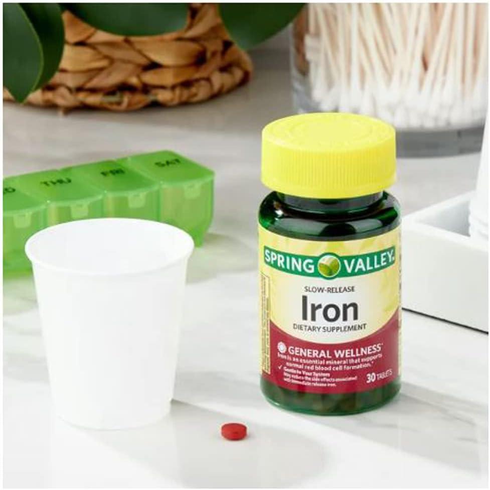 Spring Valley 45mg Slow-Release Iron Tablets - 30 Count Dietary ...