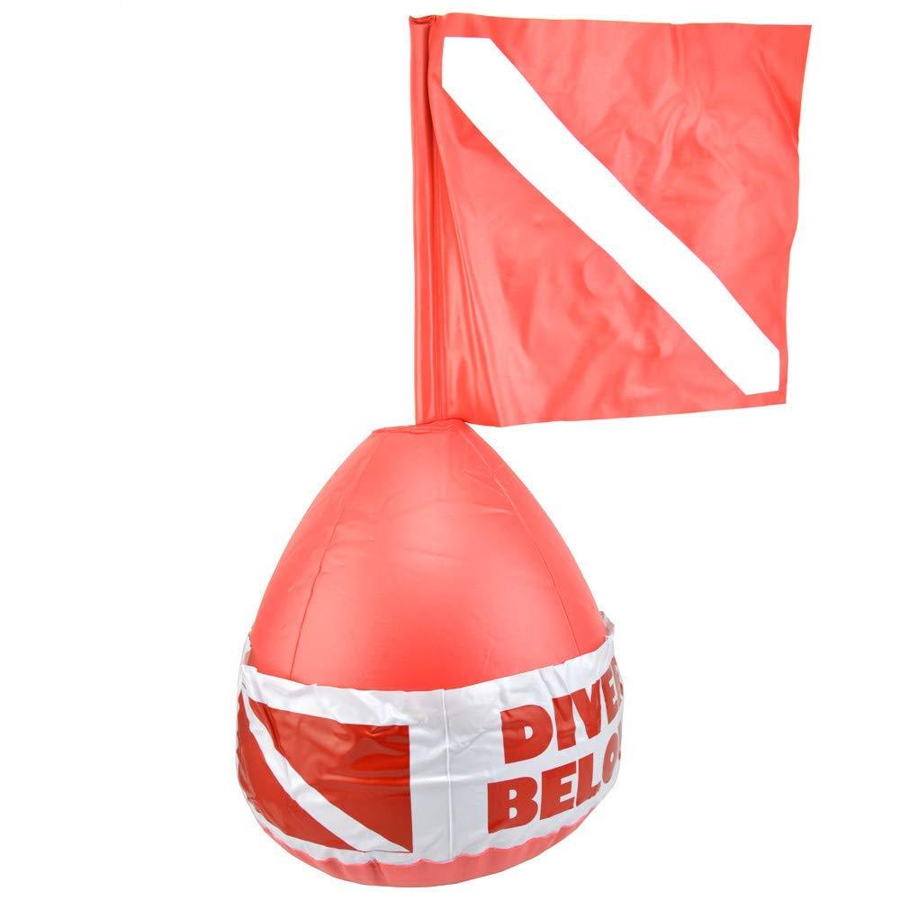 Red Scuba Dive Buoy with Inflatable Dive Flag - Diver Below Safety ...