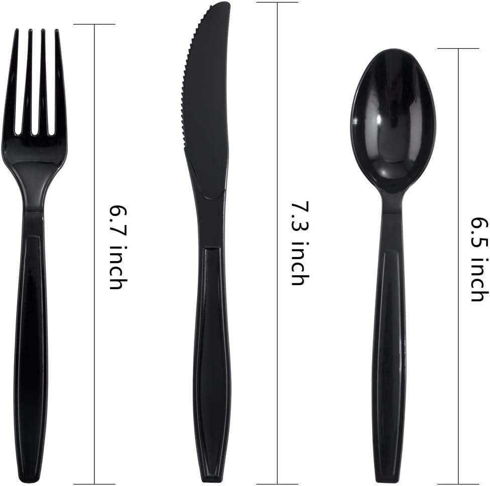 BUCLA 360 Piece Heavy Duty Plastic Silverware Set - Disposable Cutlery ...