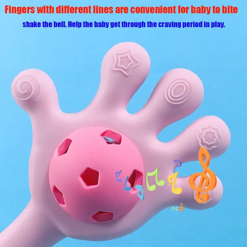 Baby Finger Shaped Teether Clappers - Food Grade Silicone Teether (Yellow)