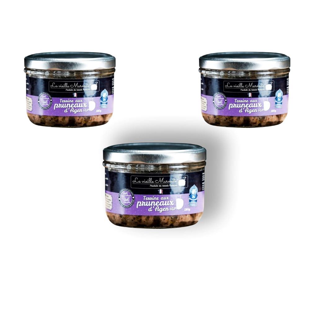 La Vieille Marmite Halal Agen Prune Terrines 180 Gr Pack of 3 - Rustic ...