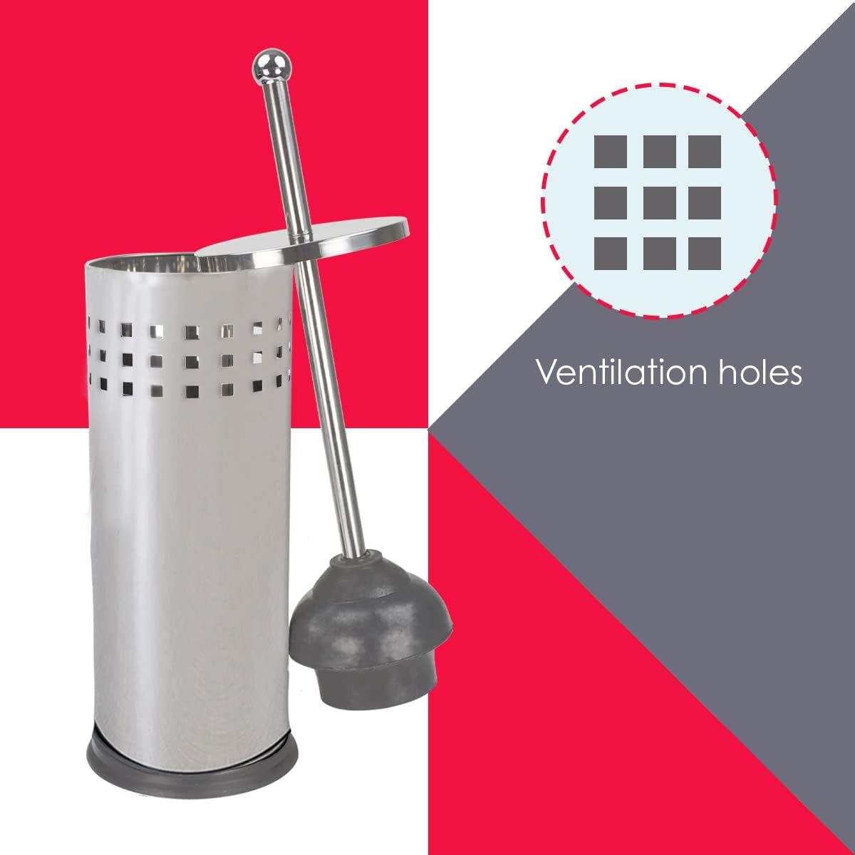Home Basics Metal Toilet Plunger with Holder - Bathroom Apartment ...