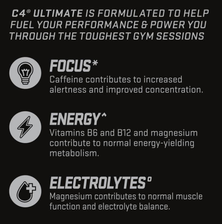 C4 Ultimate Pre Workout Powder Lemon Twist | 20 Servings, Zero Sugar ...