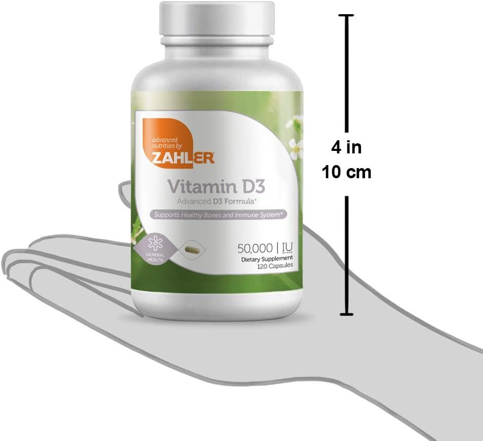 Zahler Vitamin D3 50,000 IU Weekly Supplement for Bone, Muscle & Immune Support - 120 Capsules ...