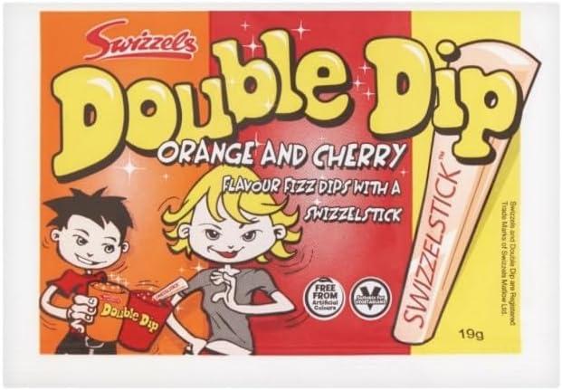 Double Dip Sweets - 3 x 19g Packs Orange and Cherry Sherbet with Candy ...