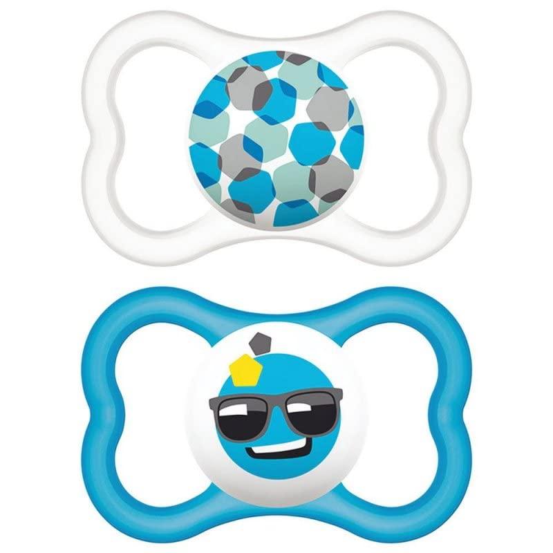 MAM Air Pacifiers Set of 2 - Rubber Light Blue 6-16 Months + Pacifier ...