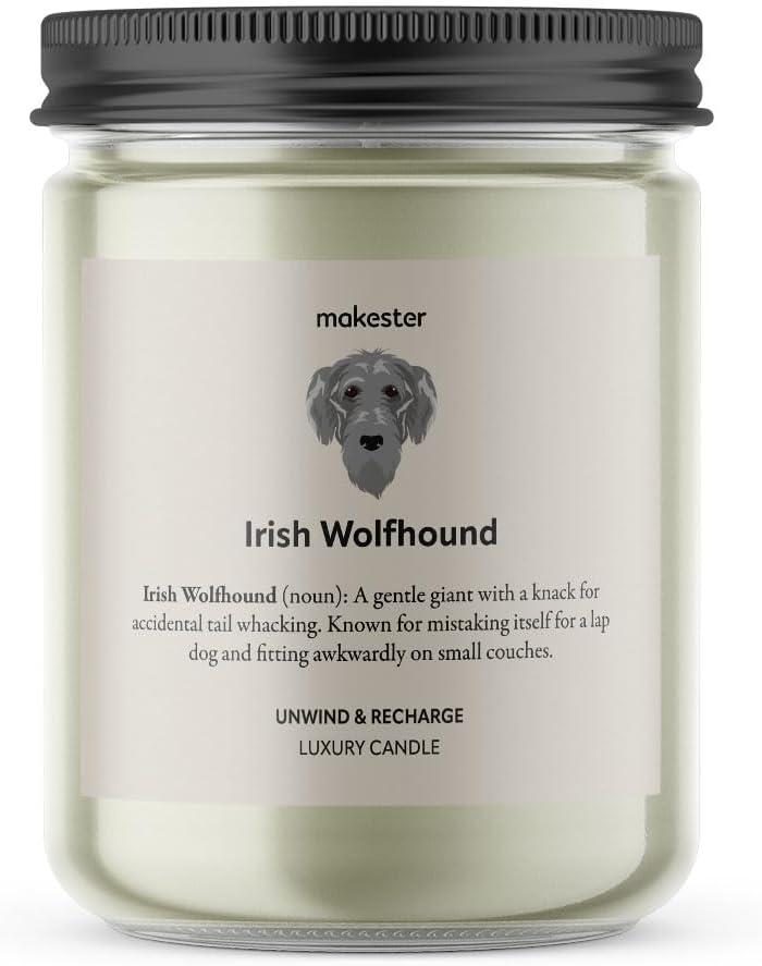Irish Wolfhound Gift Candle - 220g Soy Wax with Vanilla Jasmine ...