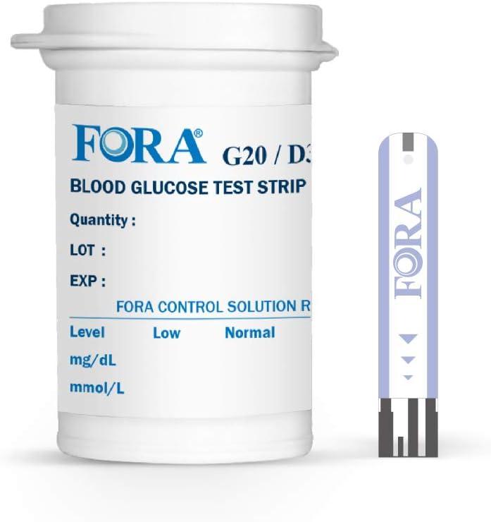 Short-Dated FORA G20 D30 V20 Blood Glucose Test Strips - 50 Count ...