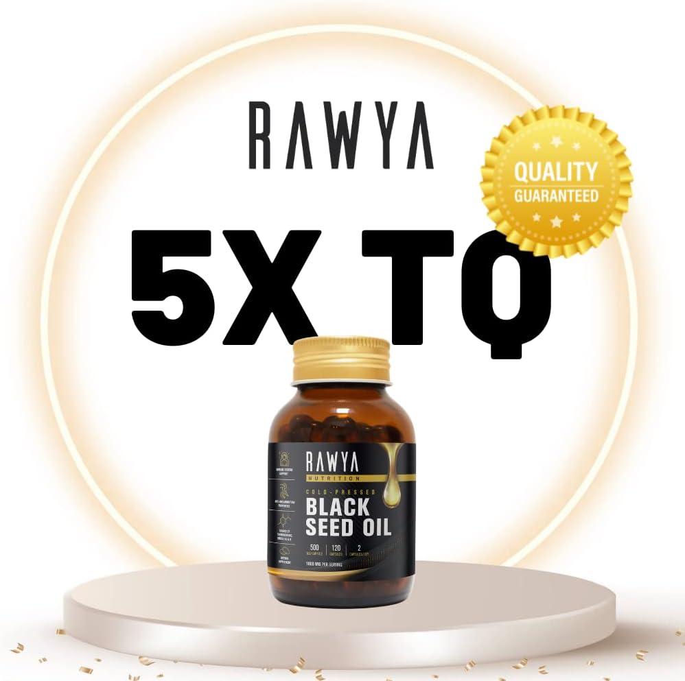 RAWYA Black Seed Oil 120 Softgel Capsules - Premium Cold-Pressed Nigella Sativa - 500mg ...