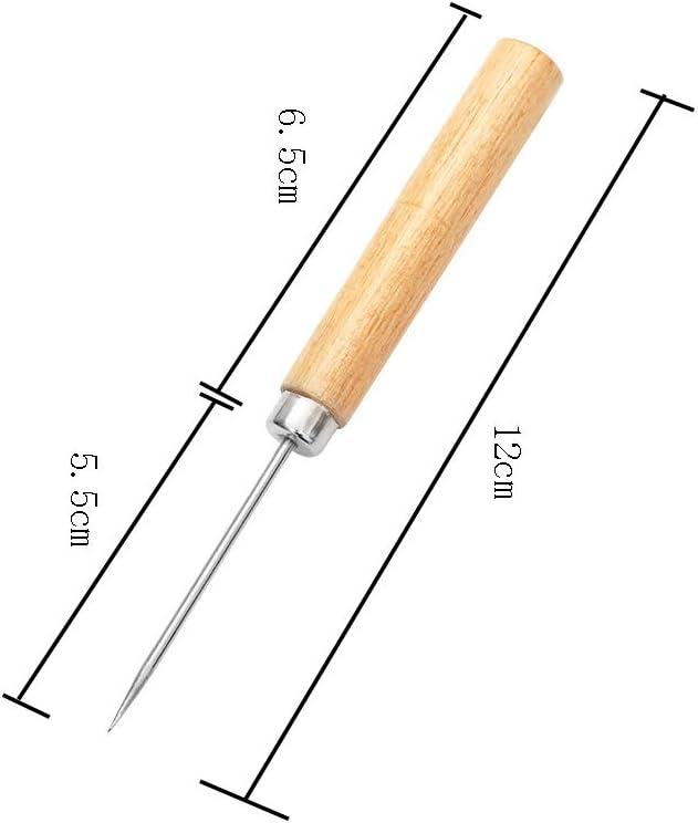 5-Piece Wooden Handle Scratch Awl & Pin Punching Set for Leather ...