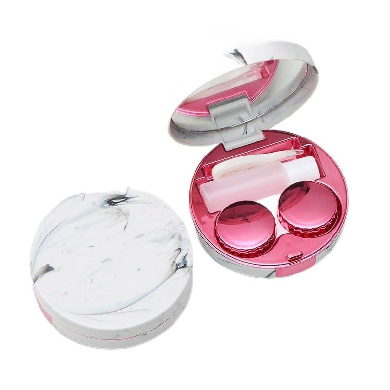 AOYEAH Round Contact Lens Case - Elegant Marble Design for Daily Use ...
