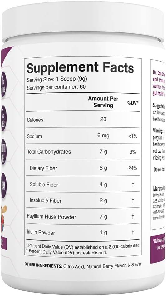 Divine Health Natural Berry Fiber - 60 Servings | High-Quality Fiber ...