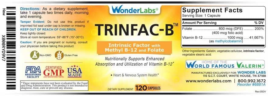 Intrinsic Factor with Folic Acid and Vitamin B-12 1000mcg - 120 ...