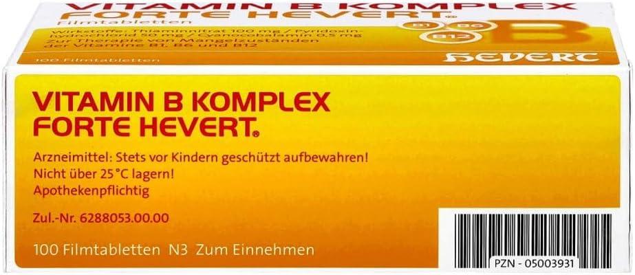 Vitamin B Complex Forte Hevert Tablets - 100 Count for Optimal Health ...