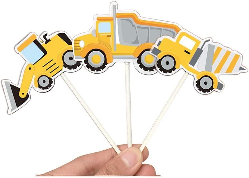 35-Pack Construction Cupcake Toppers Picks for Kids Birthday Party ...