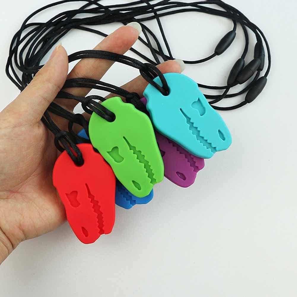 5-Piece Sensory Chewing Necklace Set | Food-Grade Silicone Dinosaur ...