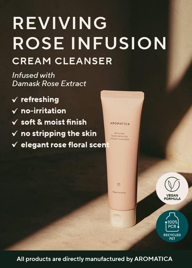 AROMATICA Rose Infusion Cream Cleanser 5.11oz | Vegan Hydrating Foaming ...