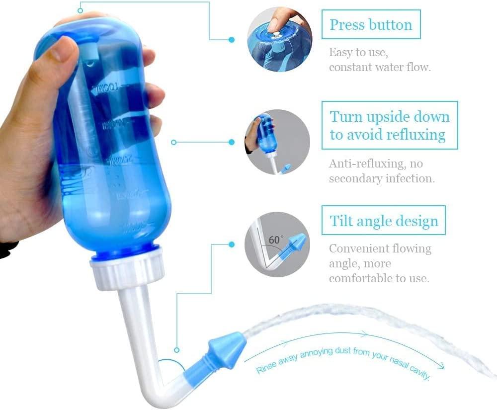 Neti Pot Sinus Rinse Bottle with Sticker Thermometer | BPA Free | 300ml ...