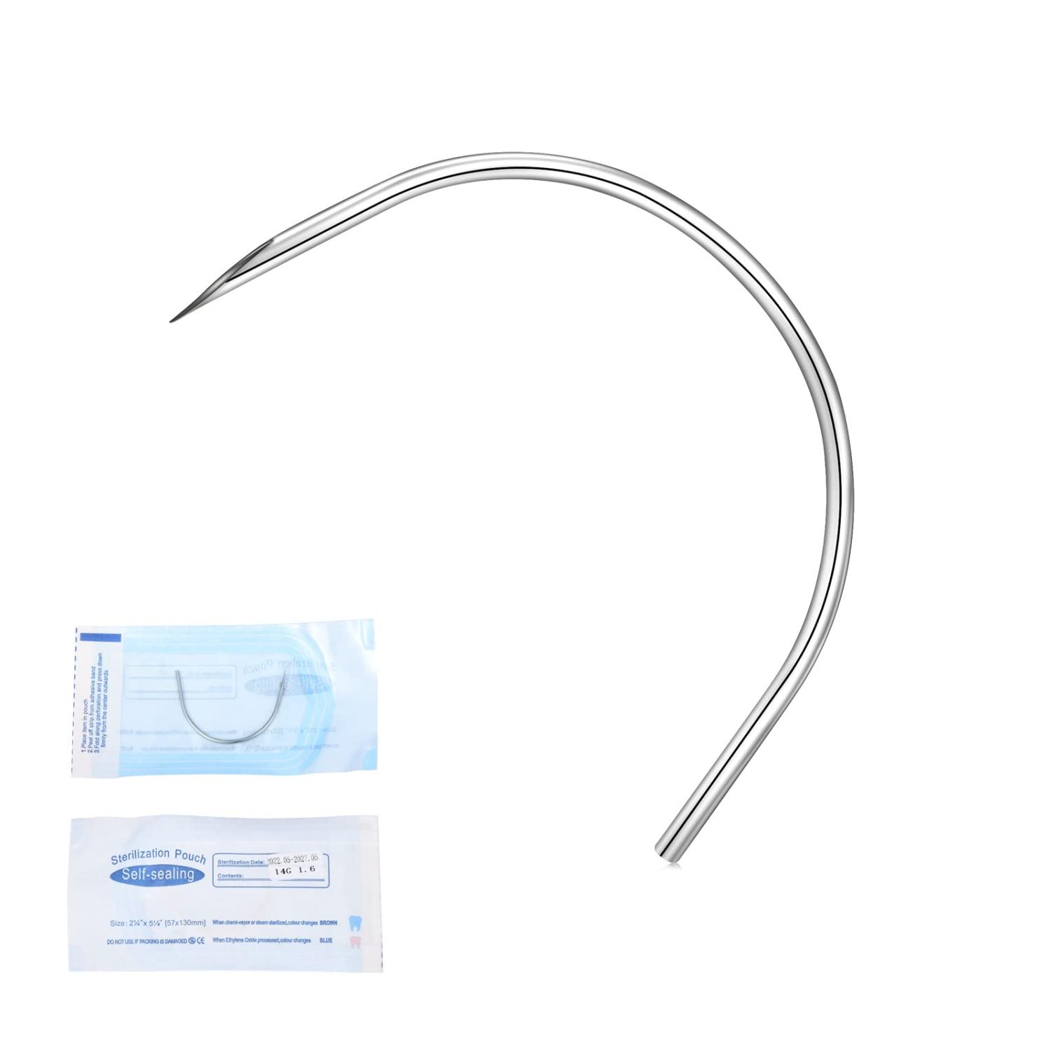 20PCS 14G Curved Piercing Needles - Stainless Steel Disposable ...