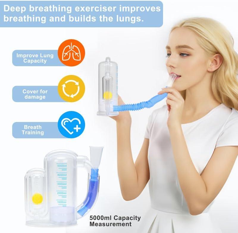 Breathing Trainer 5000ML - Lung Exerciser Device with Flow Rate ...