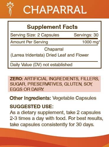 Chaparral 1000mg - Secrets of the Tribe Herbal Supplement (60 Capsules ...