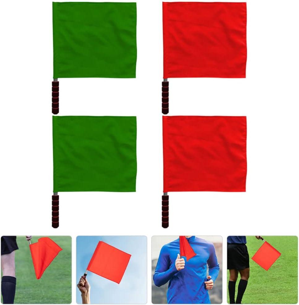 Operitacx Racing Flags Referee Hand Flag Set - 4Pcs Green Red Safety Flags for Football Sports ...