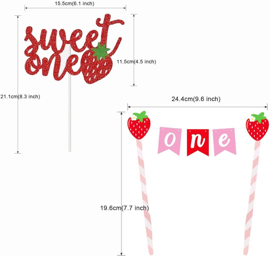 Morndew 2 Set Strawberry Sweet One/1st Cake Toppers Strawberry One Cake ...