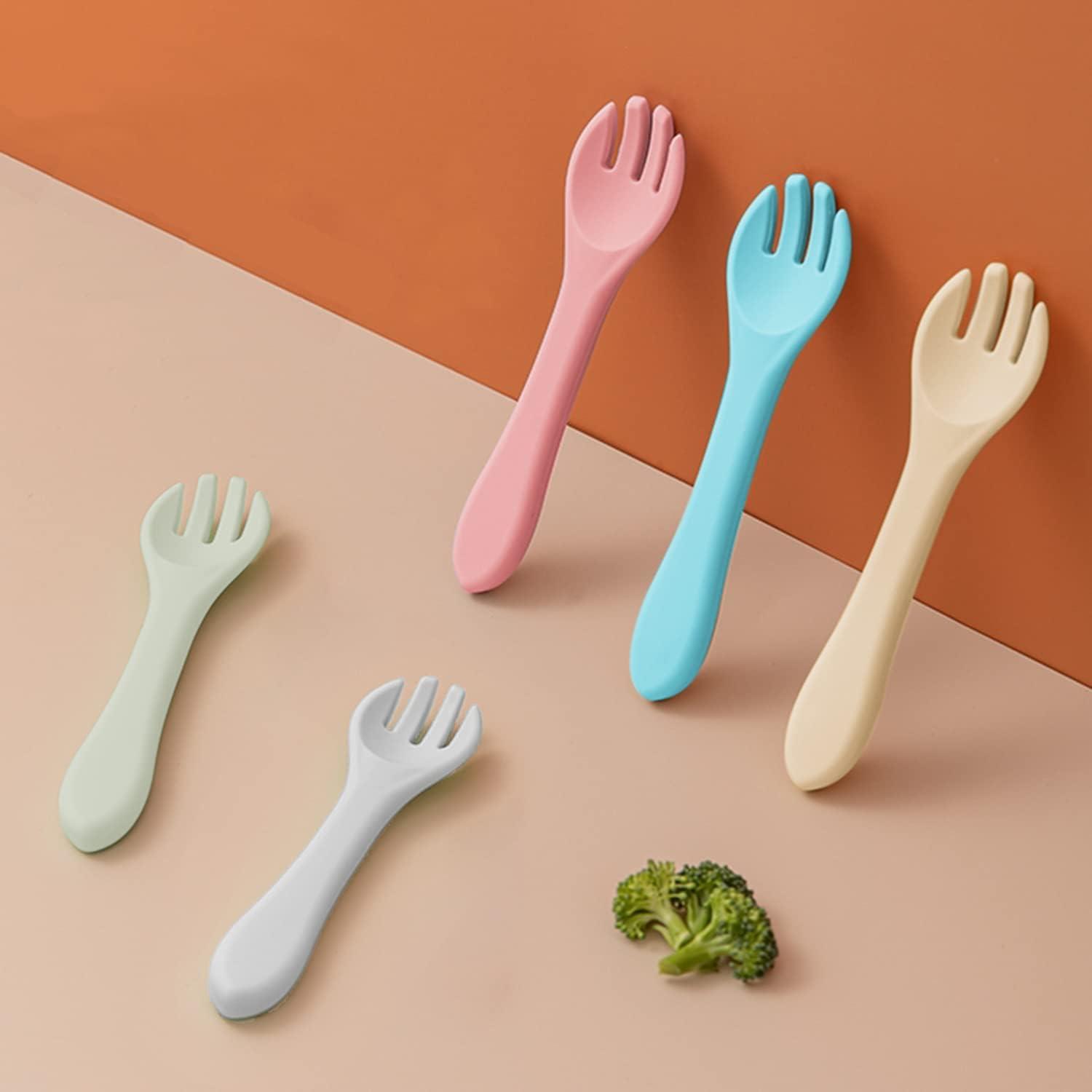 GODR7OY Silicone Baby Feeding Forks and Spoons Set - BPA Free Cutlery for Kids, Toddlers ...