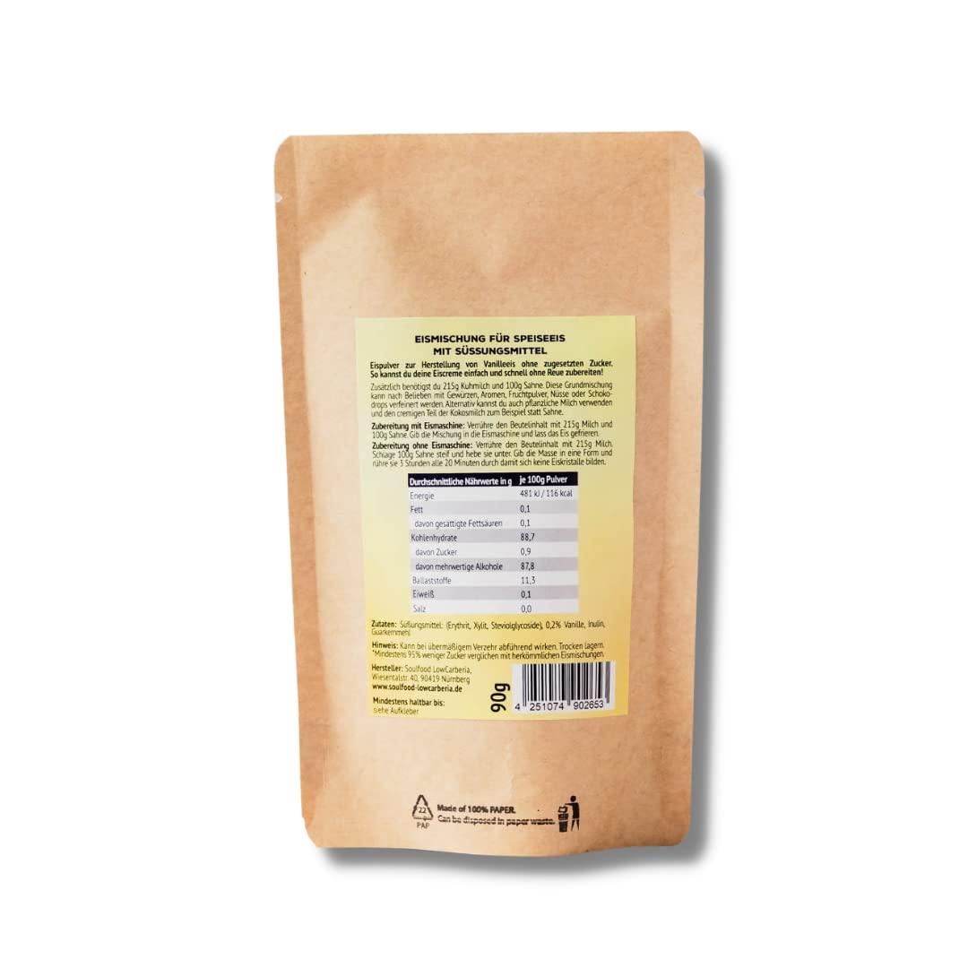 Buy Soulfood LowCarberia Vanilla Ice Cream Powder - 90g for 400g Low Sugar Ice Cream - 95% Less ...
