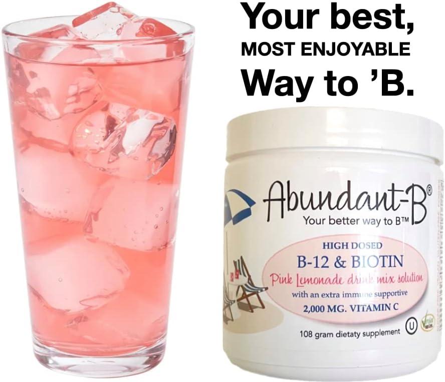 Sufficient-C Abundant-B High Dose B-12 and Biotin Pink Lemonade Drink ...