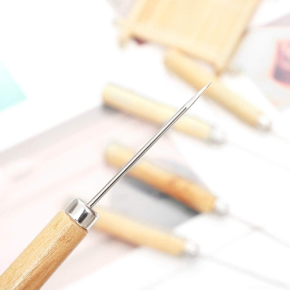 5-Piece Wooden Handle Scratch Awl & Pin Punching Set for Leather ...