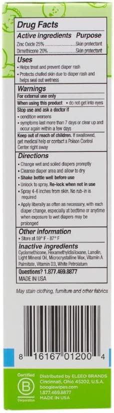 Boogie Bottoms Diaper Rash Cream Spray - Travel Friendly, No-Rub ...