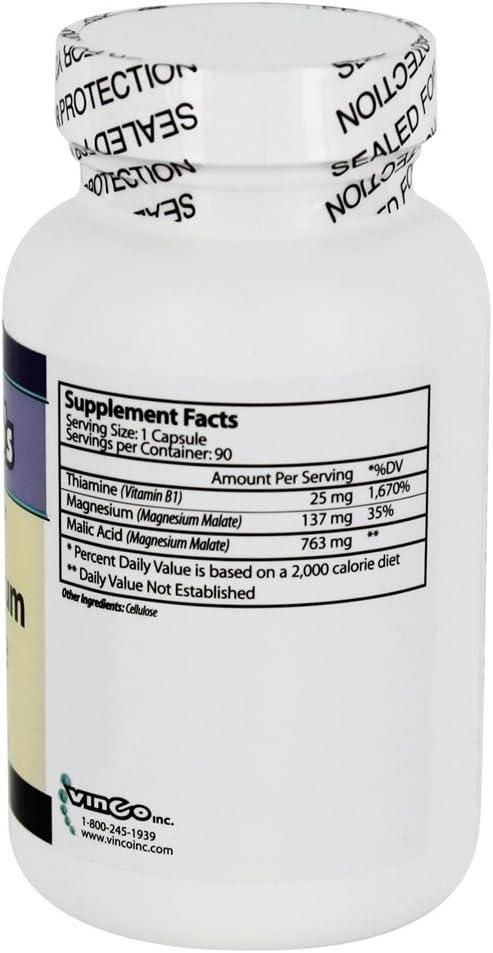 Vinco Magnesium Malate Supplement - 90 Capsules for Energy and Muscle ...