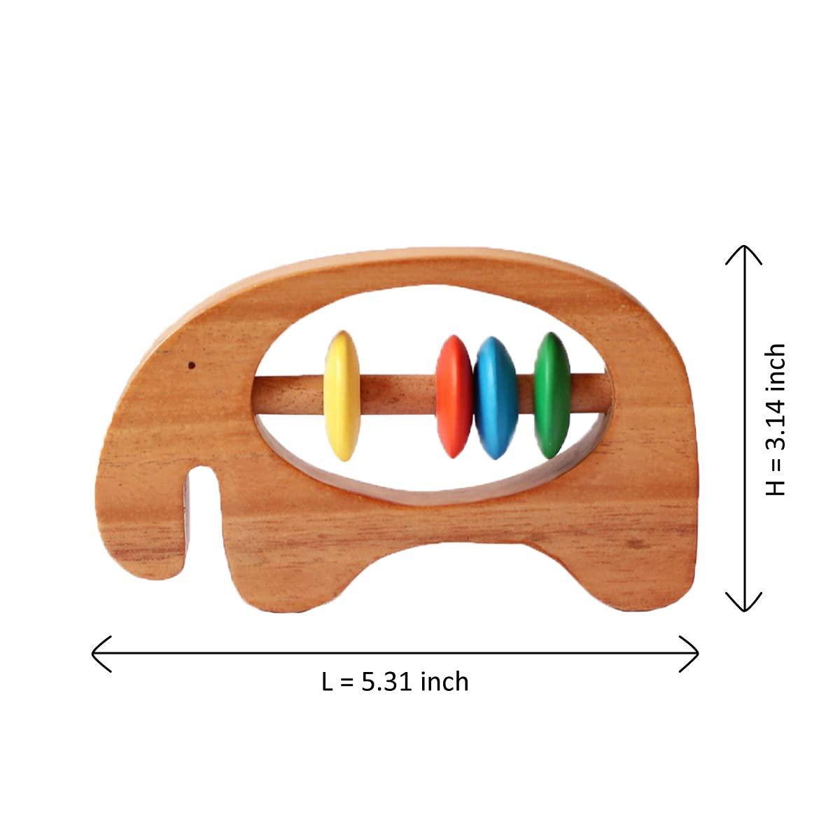 Shumee Wooden Elephant Baby Rattle Clutching Toy - Animal Teether for ...