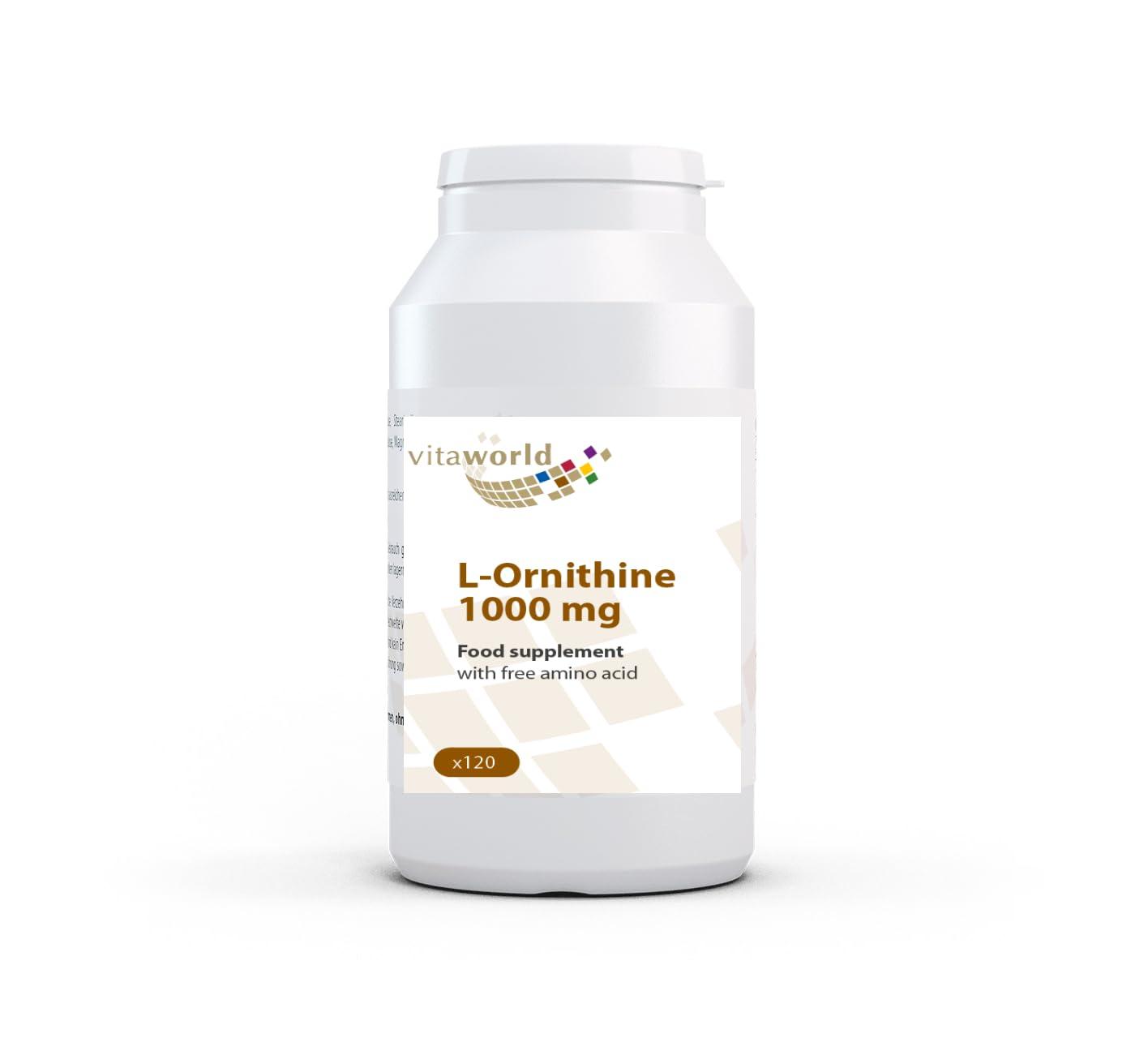 Vita World L-Ornithine 1000mg 120 Tablets - Vegan & Highly Dosed - Made ...
