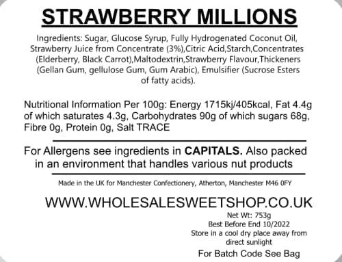 Ellies Jellies Strawberry Millions Pink Millions - 753g Bucket-Mini ...