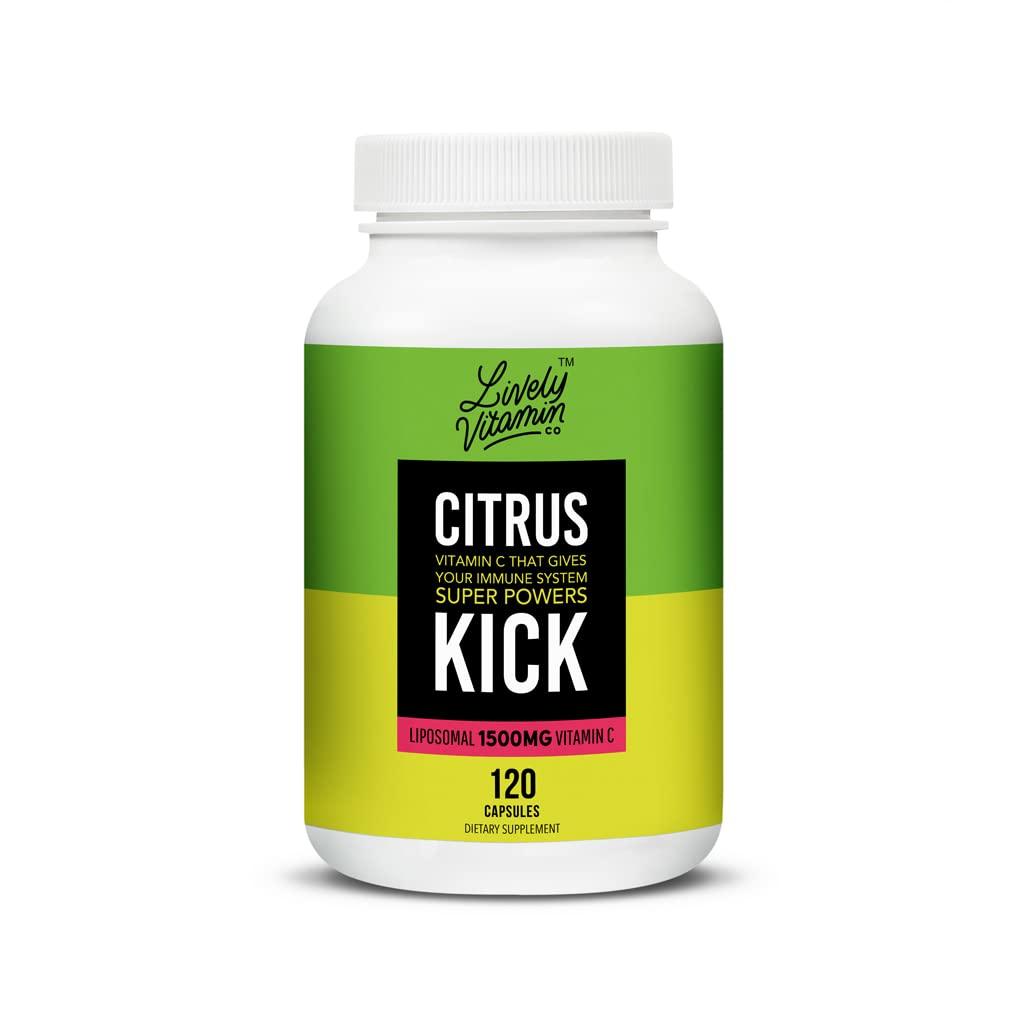 LIVELY VITAMIN CO. Citrus Kick Liposomal Vitamin C 120 Vegan Capsules ...