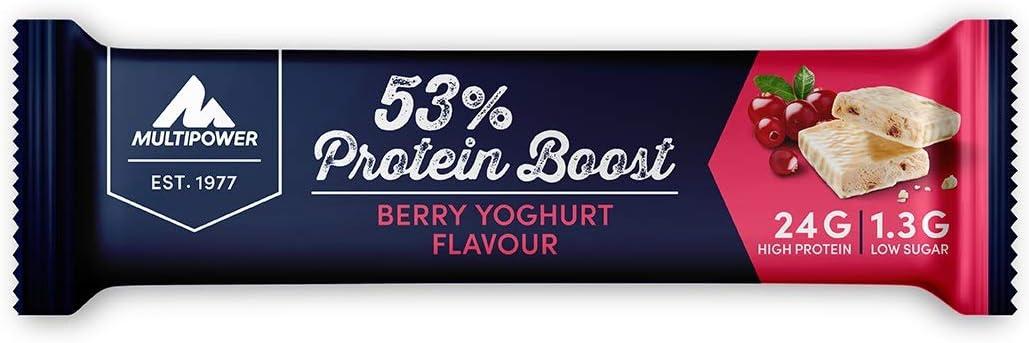 Multipower 53% Protein Boost - 20 x 45g Berry Yoghurt Protein Bars ...