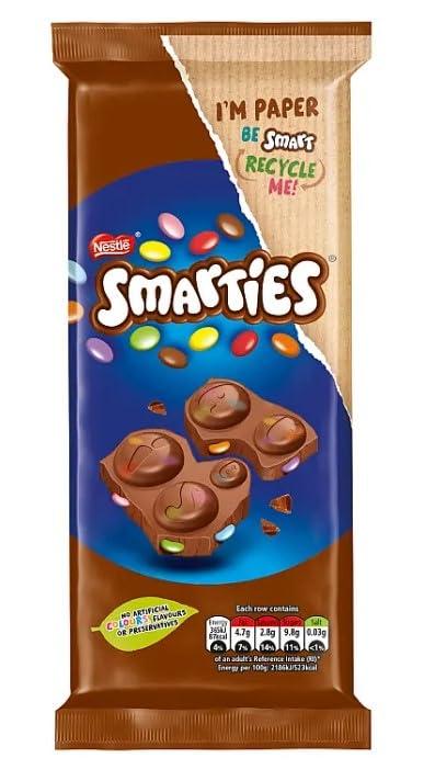 3 x Smarties Milk Chocolate Sharing Bar 90g Delicious Tasty And Twisty ...