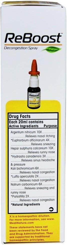 MediNatura ReBoost Decongestion Spray 0.68 fl oz - Fast Relief for Nasal Congestion