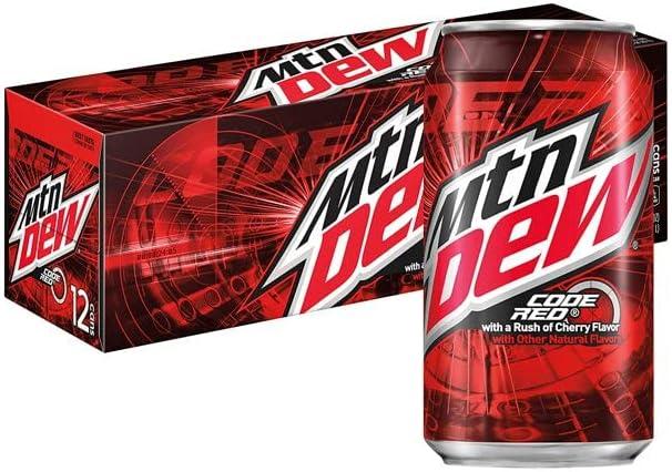 NWT Mountain Dew Code Red Cherry Flavoured Soda Pop 12 oz - (Pack of 12)