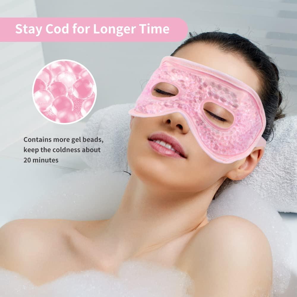 NEWGO Cooling Eye Mask Bundle - Includes Gel Eye Mask with Eye Holes ...